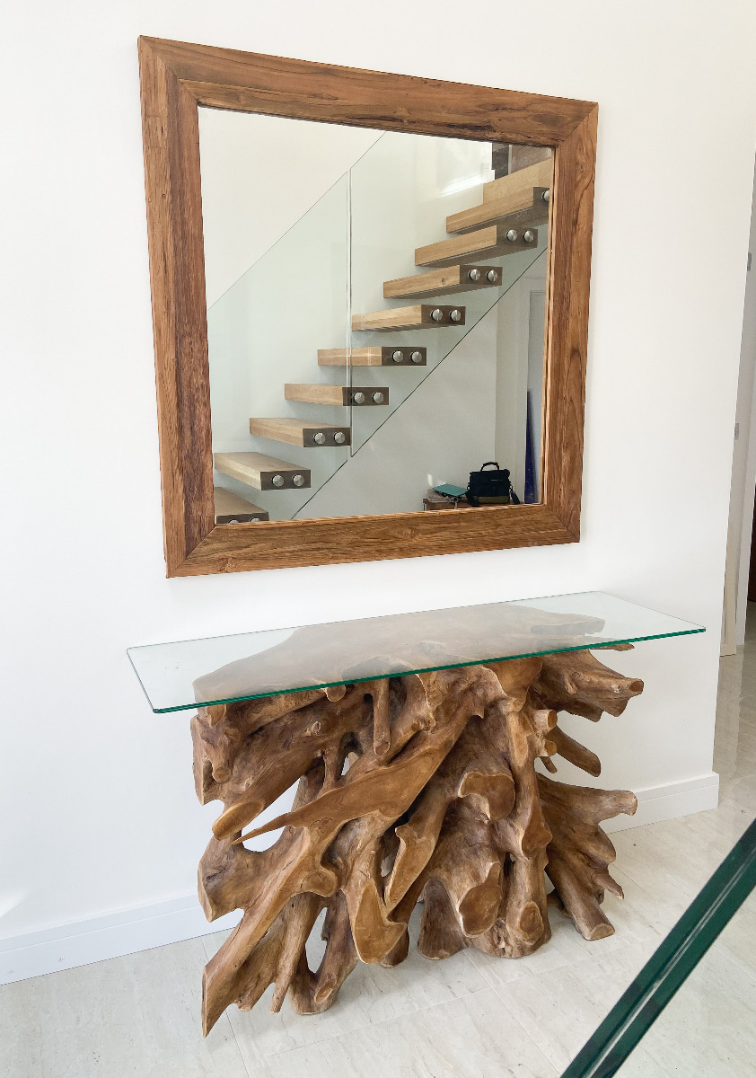 1.4m Reclaimed Teak Root Hall Table - Sustainable Furniture