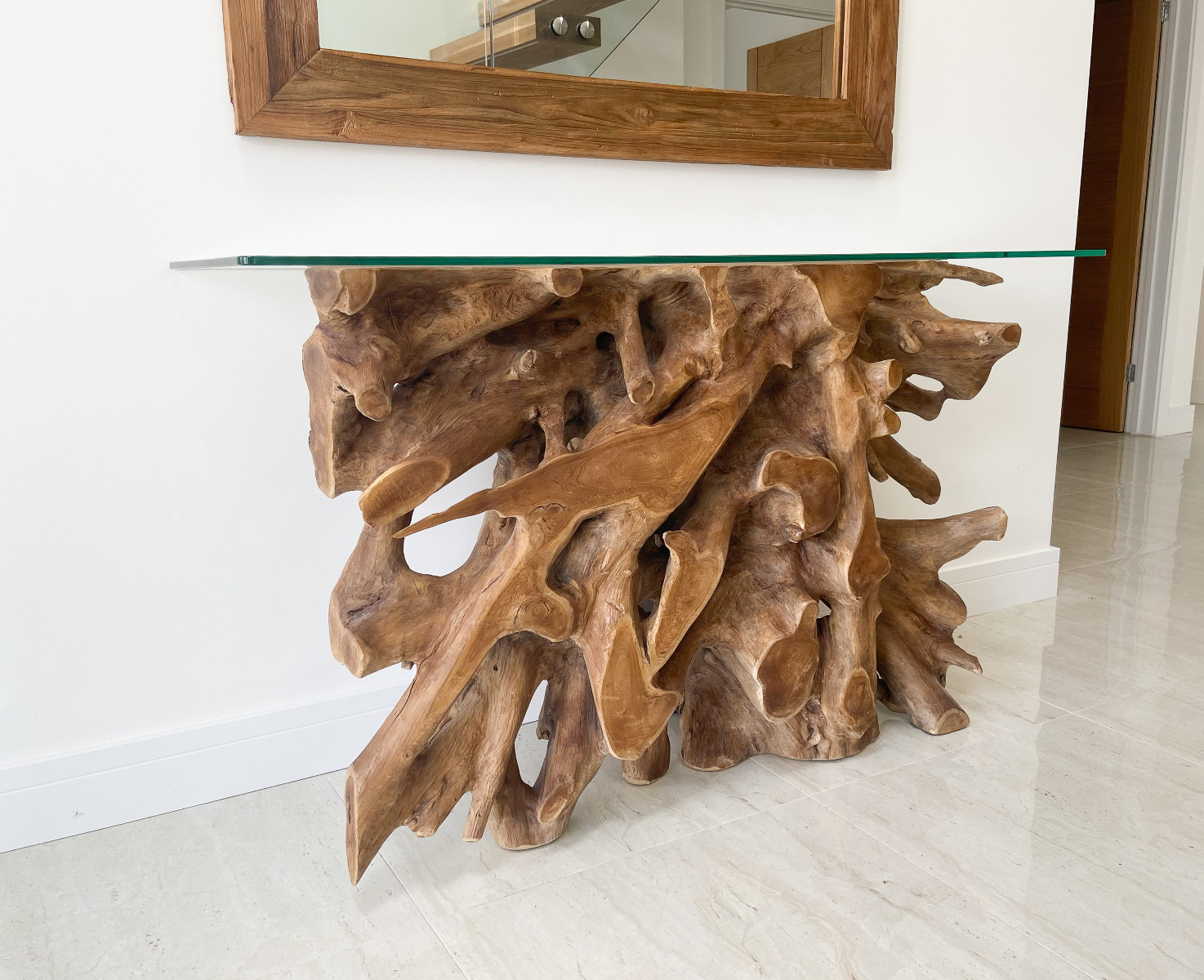 1.4m Reclaimed Teak Root Hall Table - Sustainable Furniture