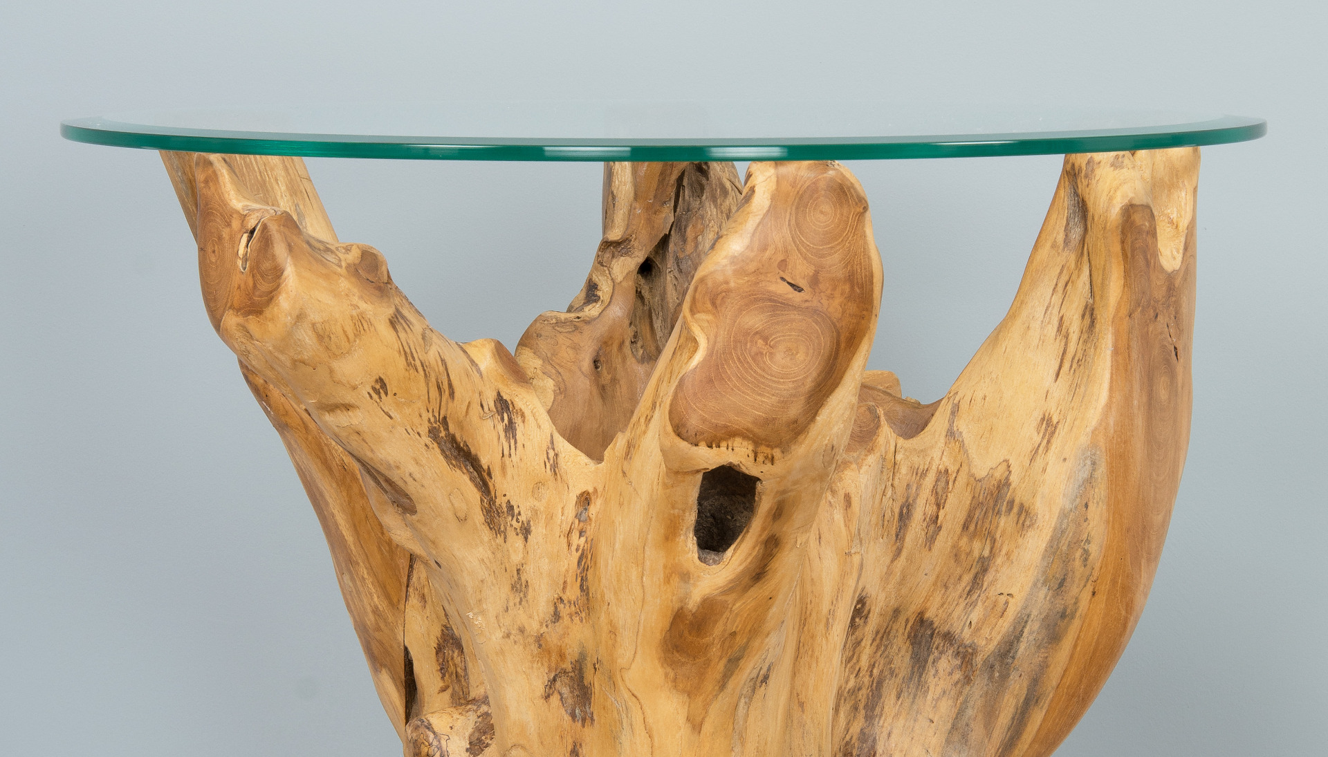 Reclaimed Teak Root Circular Side Table - Sustainable Furniture
