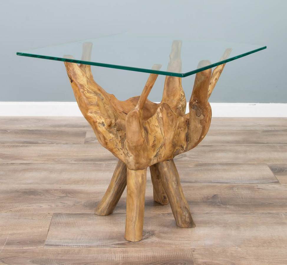 Reclaimed Teak Root Square Side Table - Sustainable Furniture