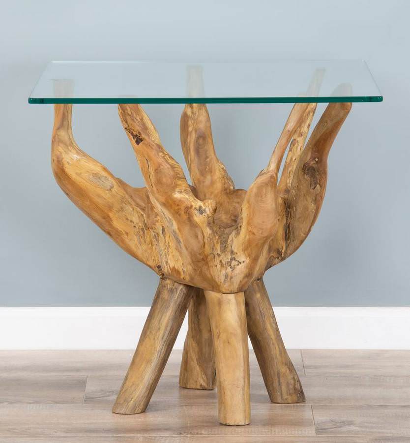 Reclaimed Teak Root Square Side Table - Sustainable Furniture