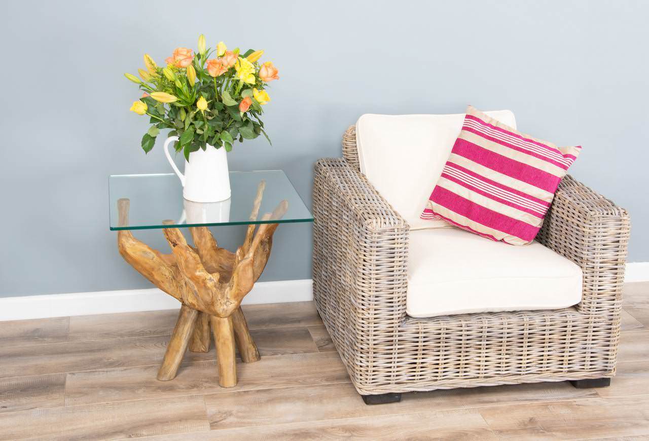 Reclaimed Teak Root Square Side Table - Sustainable Furniture